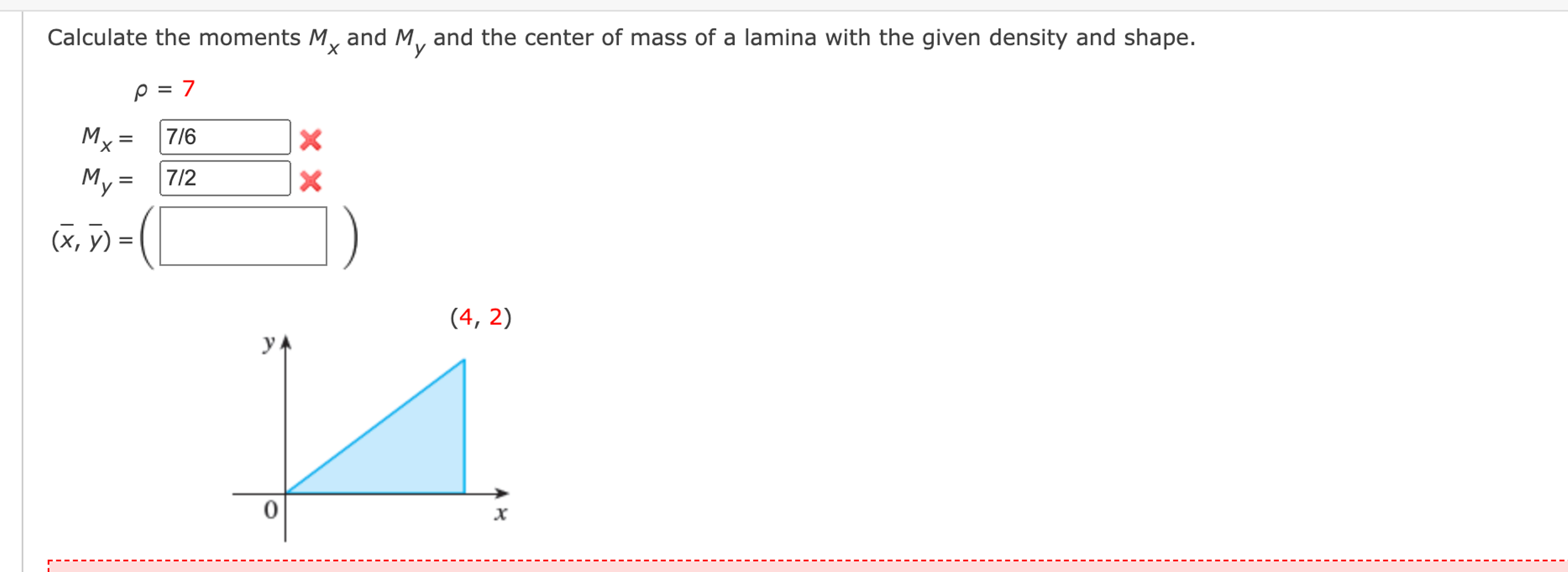 Solved Calculate the moments Mx and My and the center of | Chegg.com