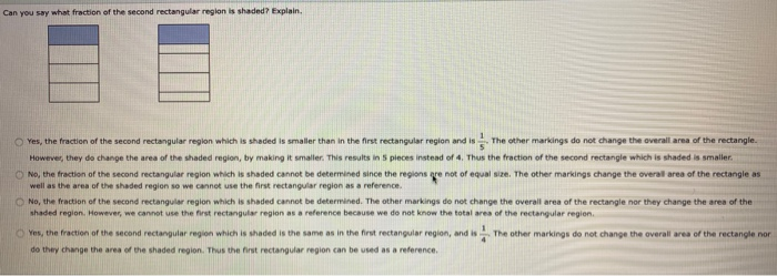 Solved Can you say what fraction of the second rectangular | Chegg.com