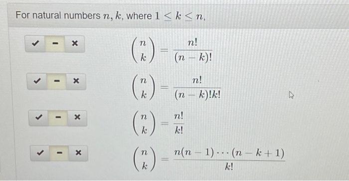 Solved For natural numbers n,k, where 1≤k≤n, | Chegg.com