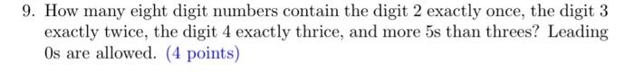 Solved 9. How many eight digit numbers contain the digit 2 | Chegg.com