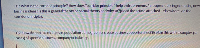 Q1: What is the corridor principle? How does | Chegg.com