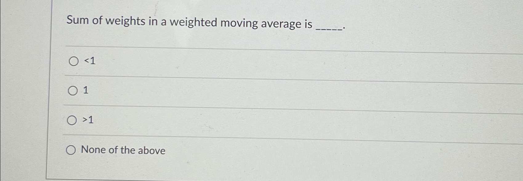 Solved Sum of weights in a weighted moving average | Chegg.com
