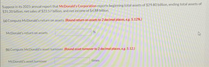 Solved Suppose in its 2025 annual report that McDonald's | Chegg.com Solved Suppose in its 2025 annual report that McDonald's | Chegg.com
