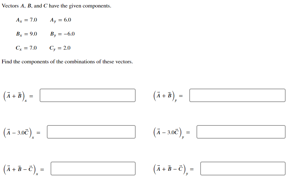 Solved Vectors A,B, ﻿and C ﻿have the given | Chegg.com