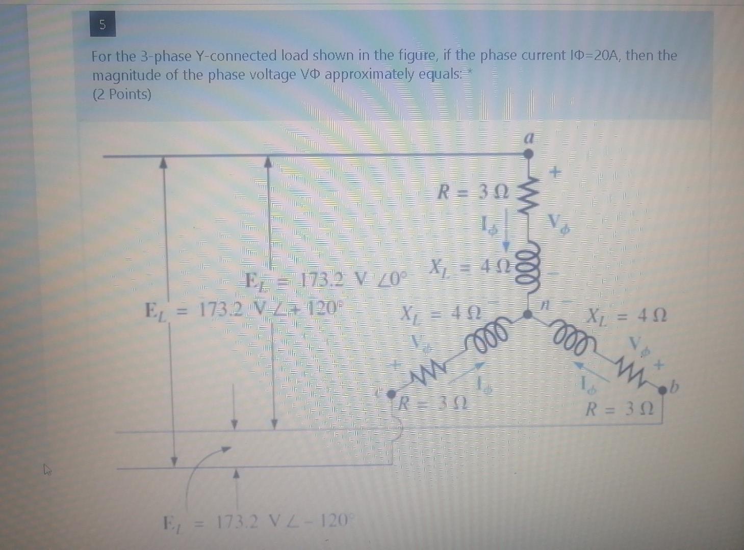 Solved 5 For the 3-phase Y-connected load shown in the | Chegg.com