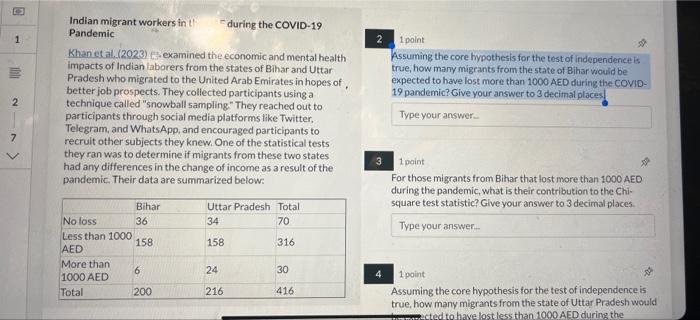 Solved 1 2 7 Indian migrant workers in the UAE during the | Chegg.com