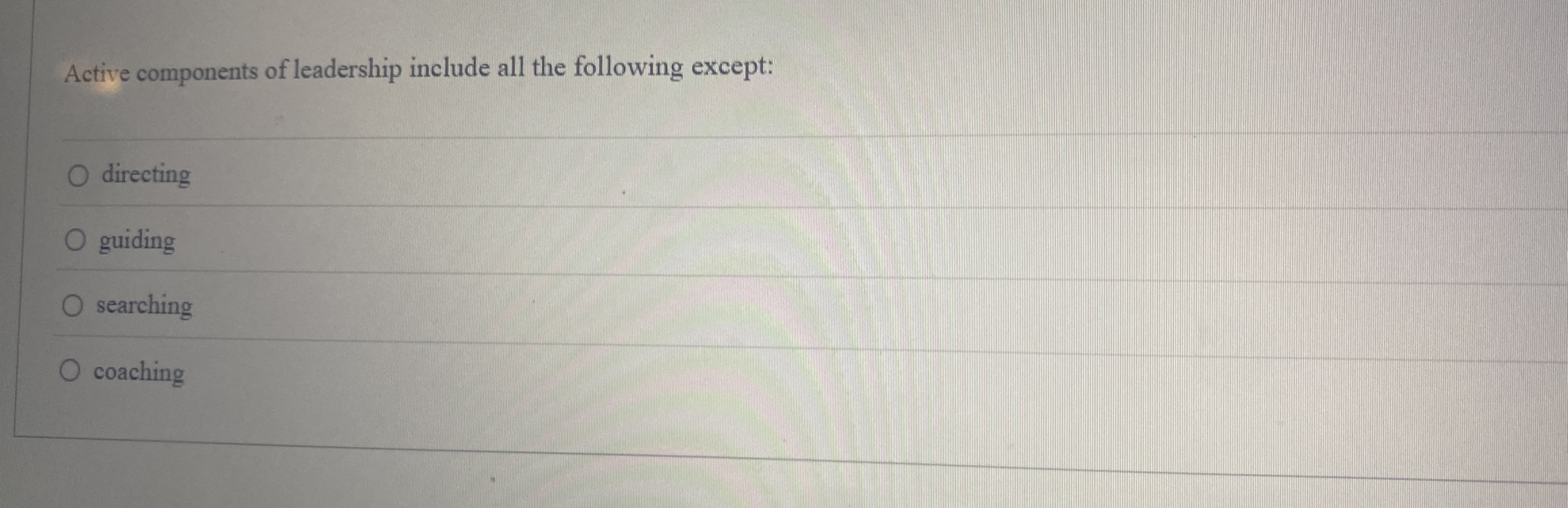 Solved Active components of leadership include all the | Chegg.com
