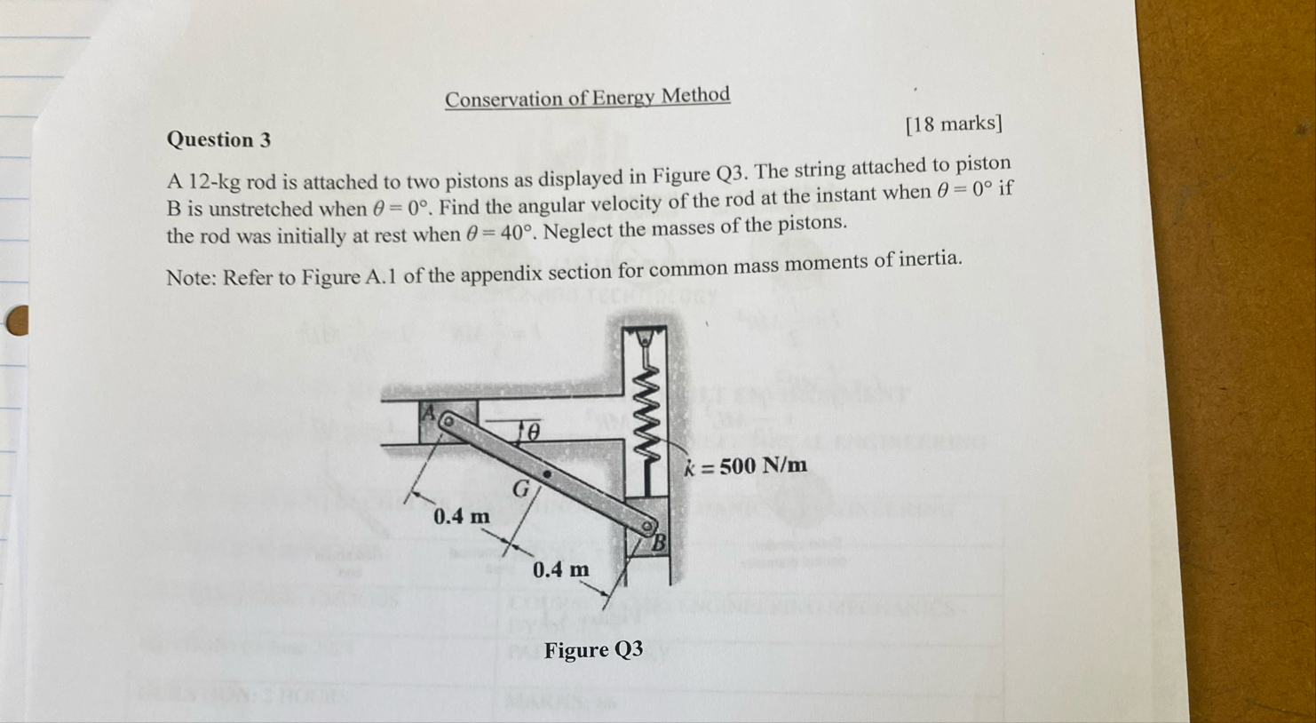 Solved Conservation of Energy MethodQuestion 3[18 ﻿marks]A | Chegg.com