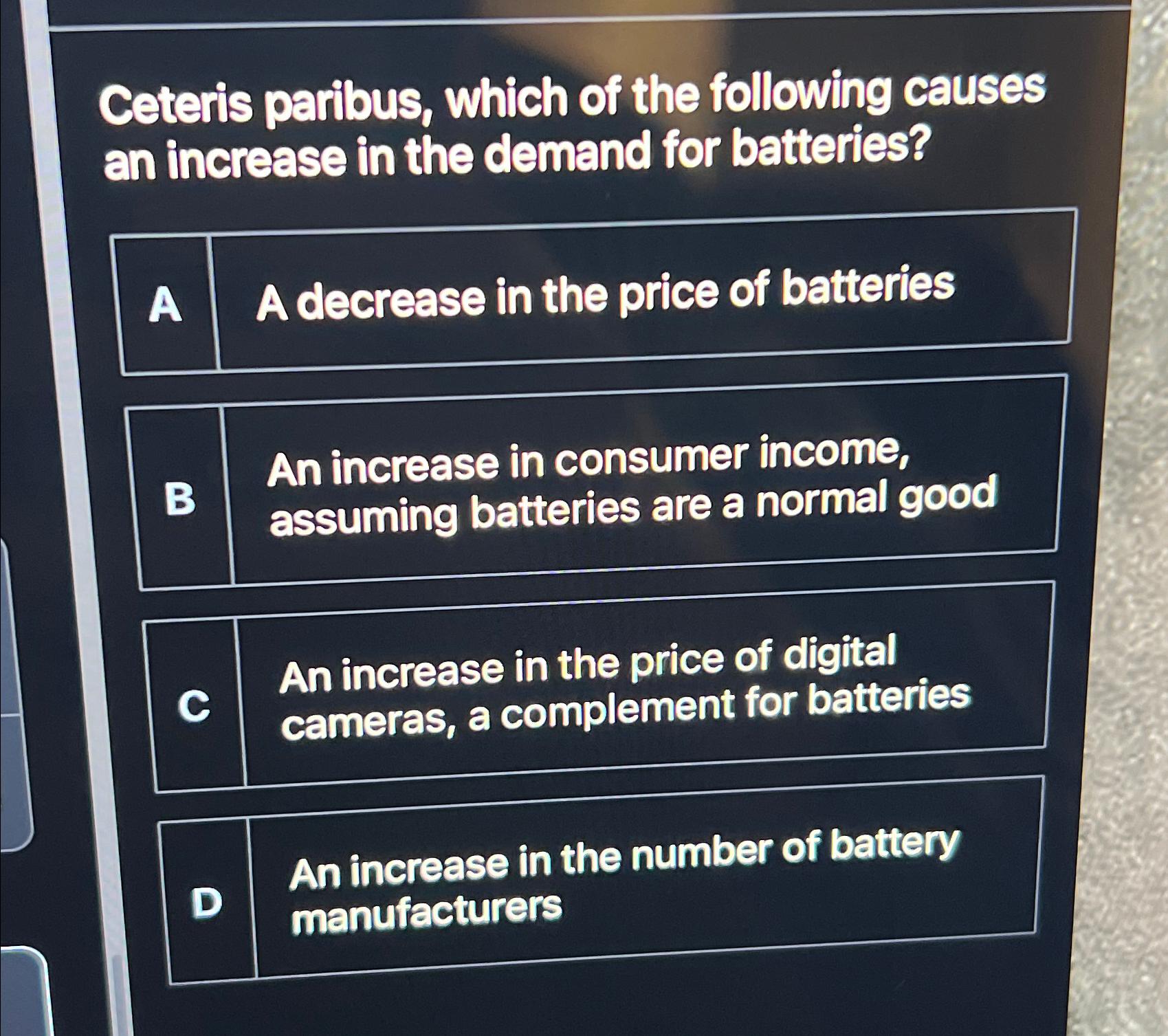 Solved Ceteris paribus, which of the following causes an | Chegg.com