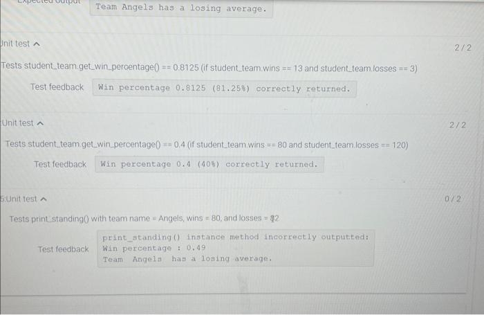 Solved Complete the Team class implementation. For the | Chegg.com