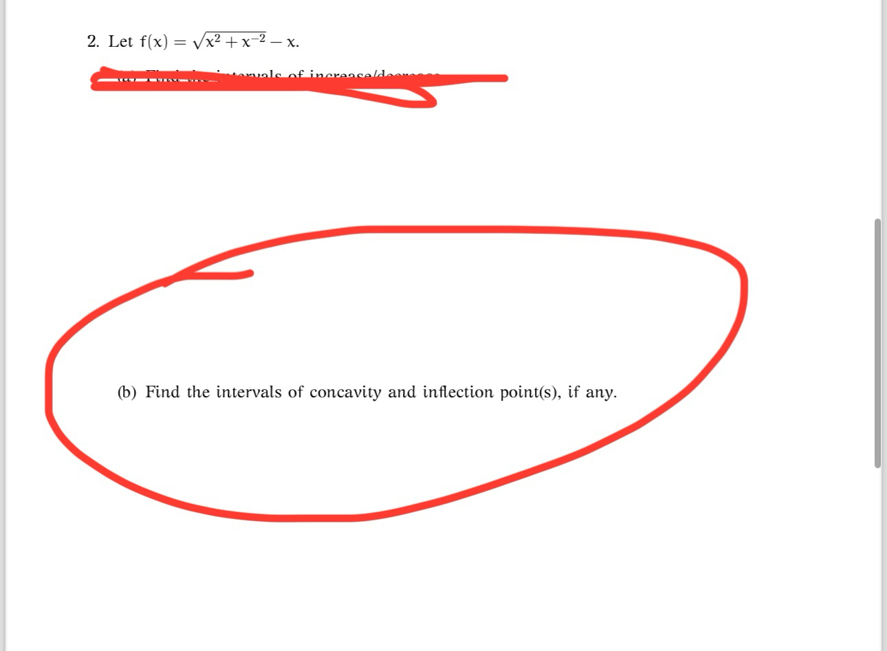 Solved Let F X X2 X 22 X B ﻿find The Intervals Of