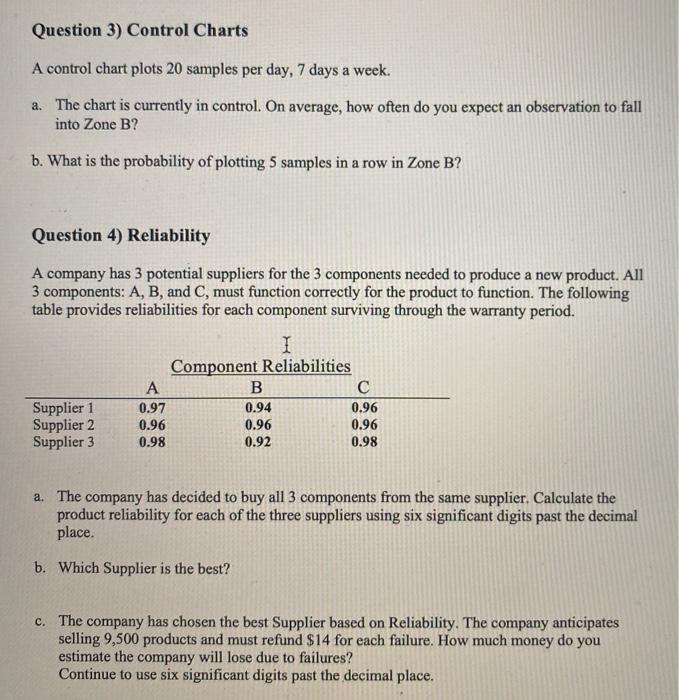 Solved Question 3) Control Charts A control chart plots 20 | Chegg.com