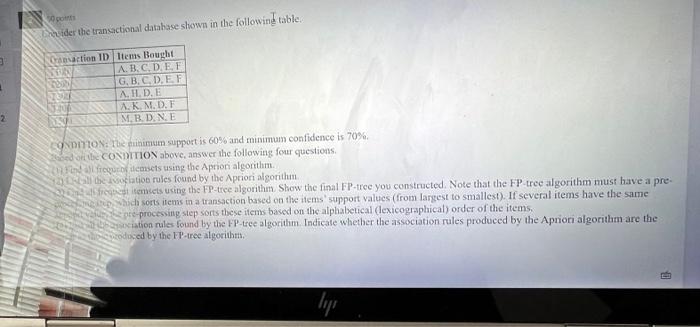 Solved sider the transactional database shown in the | Chegg.com