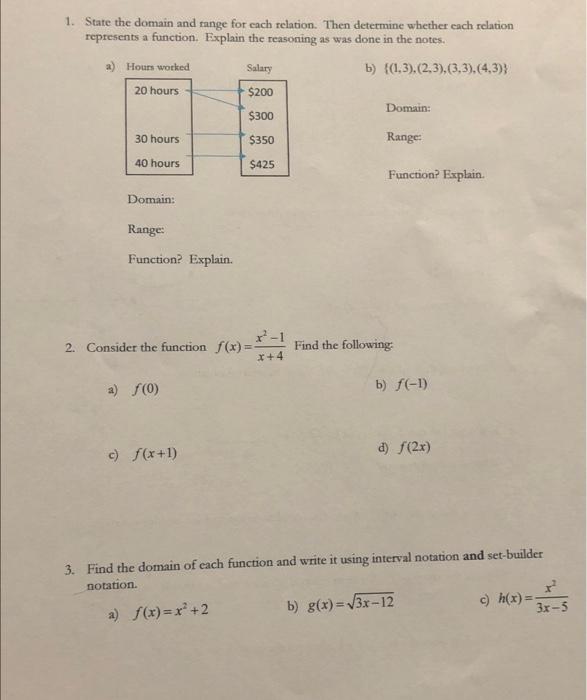 Solved 1. State the domain and range for each relation. Then | Chegg.com