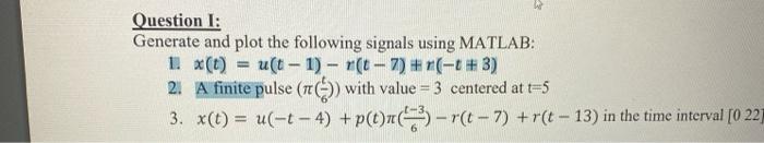 Solved Question I: Generate and plot the following signals | Chegg.com
