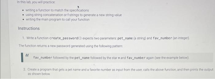 Solved In this lab, you will practice - writing a function | Chegg.com