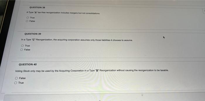 Solved QUESTION A Type " Are reorganization include mergers | Chegg.com