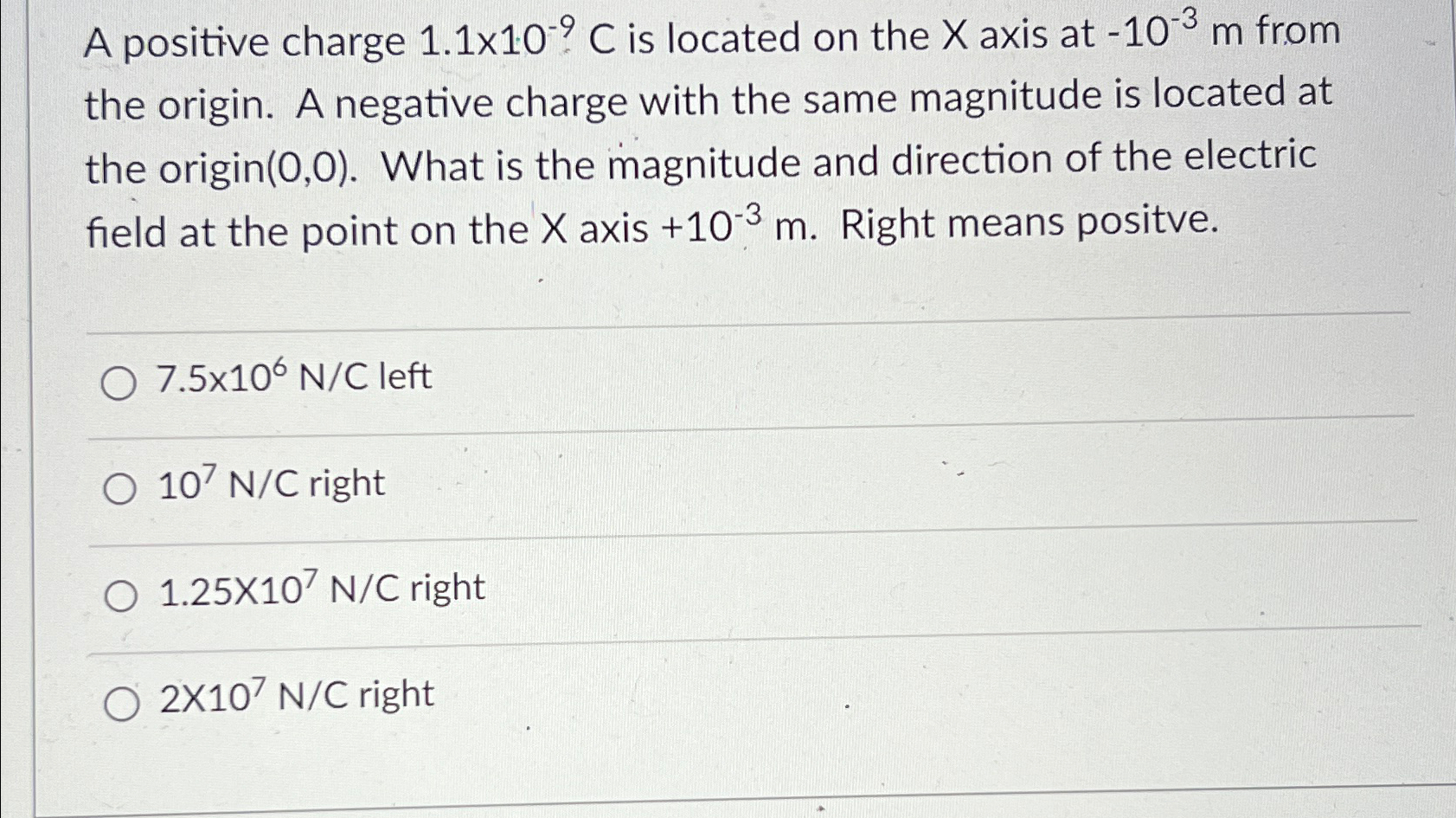 Solved A positive charge 1.1×10-9C ﻿is located on the x | Chegg.com