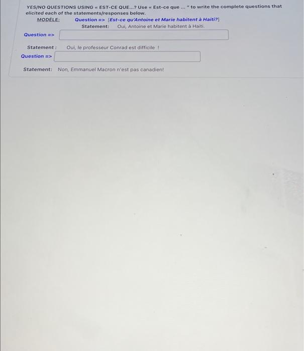 YES/NO QUESTIONS USING