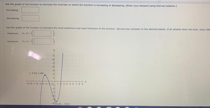 Solved Use the graph of the function to estimate the | Chegg.com