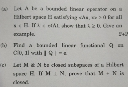 Solved (a) ﻿Let A be a bounded linear operator on a Hilbert | Chegg.com