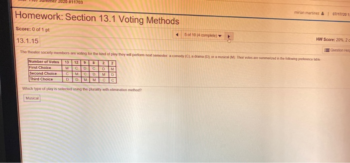 Solved 2020 11703 mirian martinez & 1 07/17/2017 Homework: | Chegg.com Solved 2020 11703 mirian martinez & 1 07/17/2017 Homework: | Chegg.com