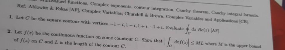 Solved functions, Complex exponents, contour integration, | Chegg.com