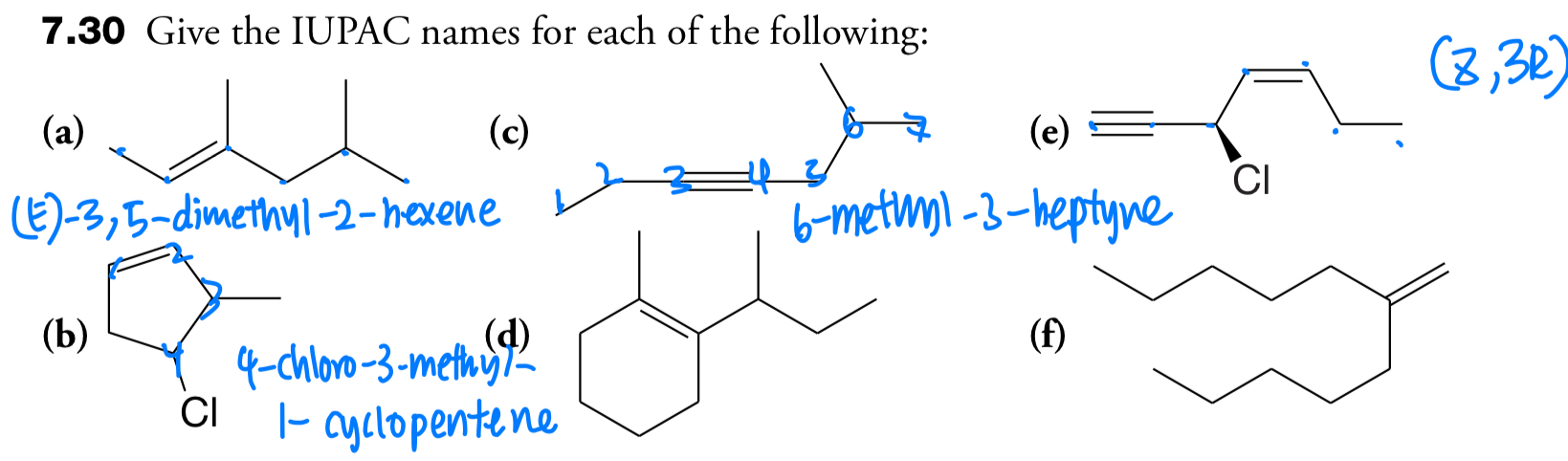 Solved 7.30 ﻿Give the IUPAC names for each of the | Chegg.com
