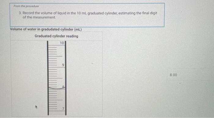 Solved Volume of water in beaker ( mL )From the procedure 3. | Chegg.com