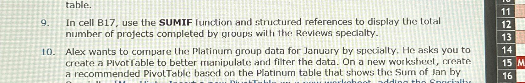 Solved 9. ﻿In cell B17, ﻿use the SUMIF function and | Chegg.com