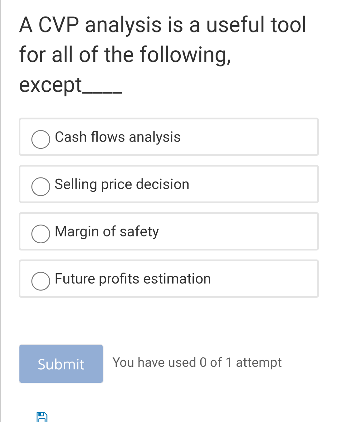 Solved A CVP analysis is a useful tool for all of the | Chegg.com