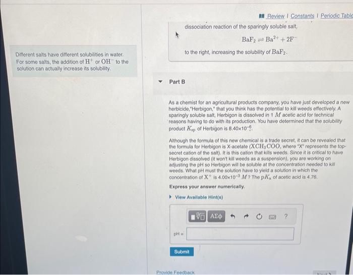 Solved dissociation reaction of the sparingly soluble salt, | Chegg.com