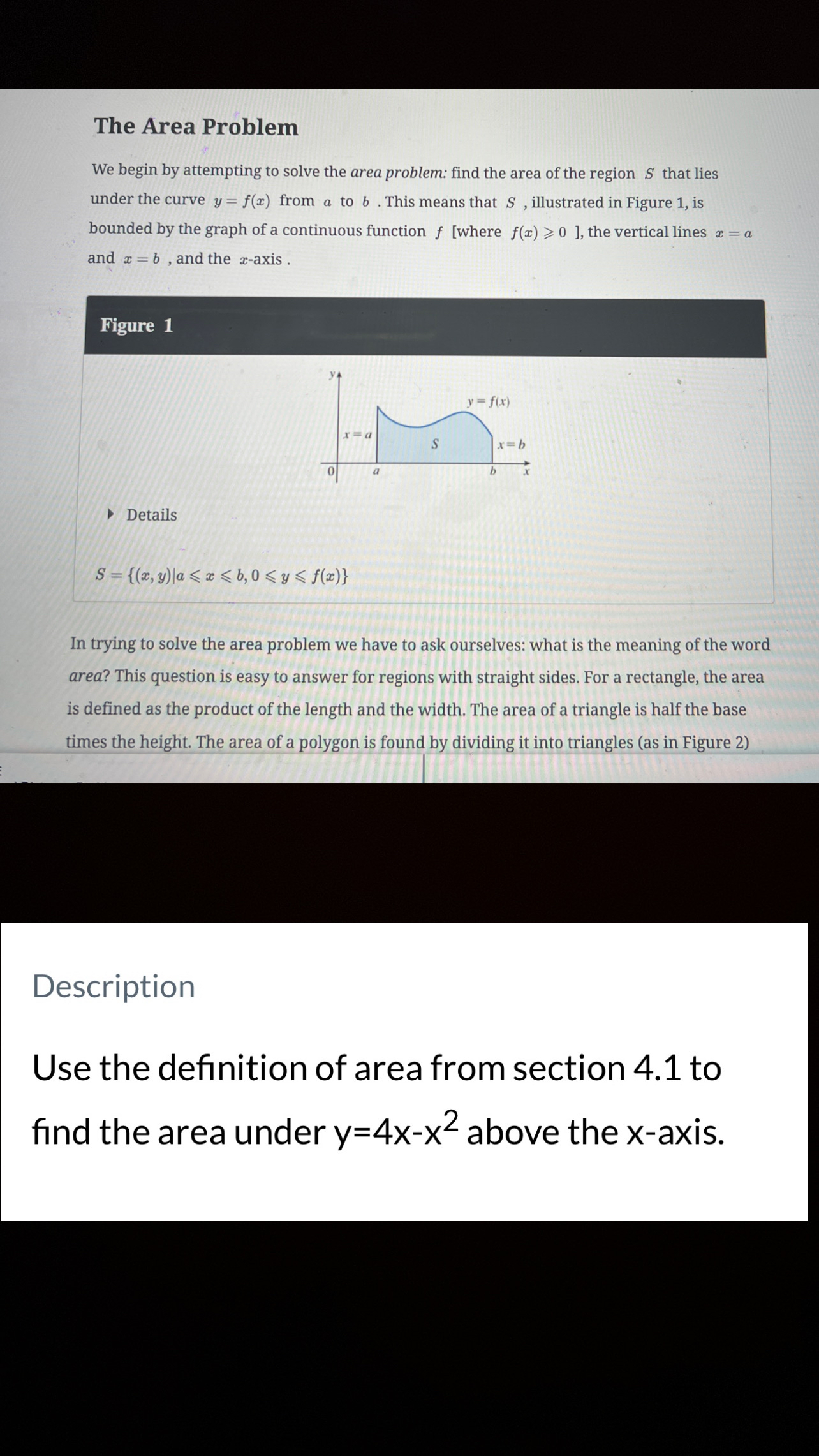 Solved The Area ProblemWe begin by attempting to solve the | Chegg.com