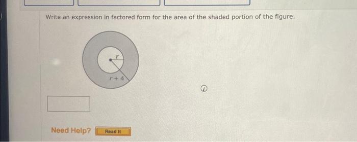 Solved Write an expression in factored form for the area of | Chegg.com