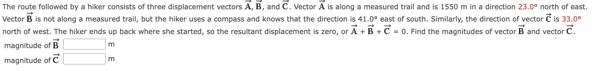 Solved The route followed by a hiker consists of three | Chegg.com