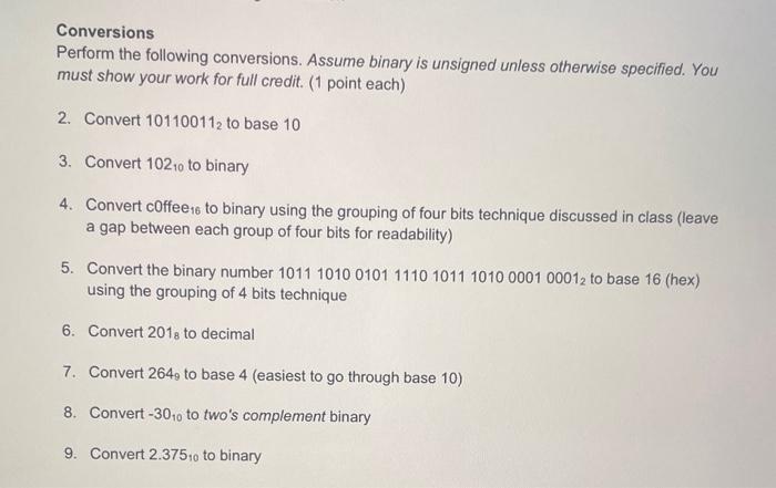 Solved Conversions Perform the following conversions. Assume | Chegg.com