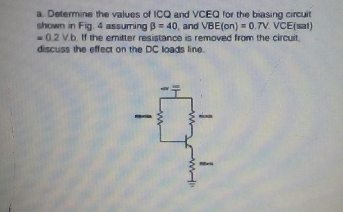 Solved a. Determine the values of ICQ and VCEQ for the | Chegg.com