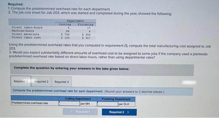 Solved Required: 1. Compute the predetermined overhead rate | Chegg.com