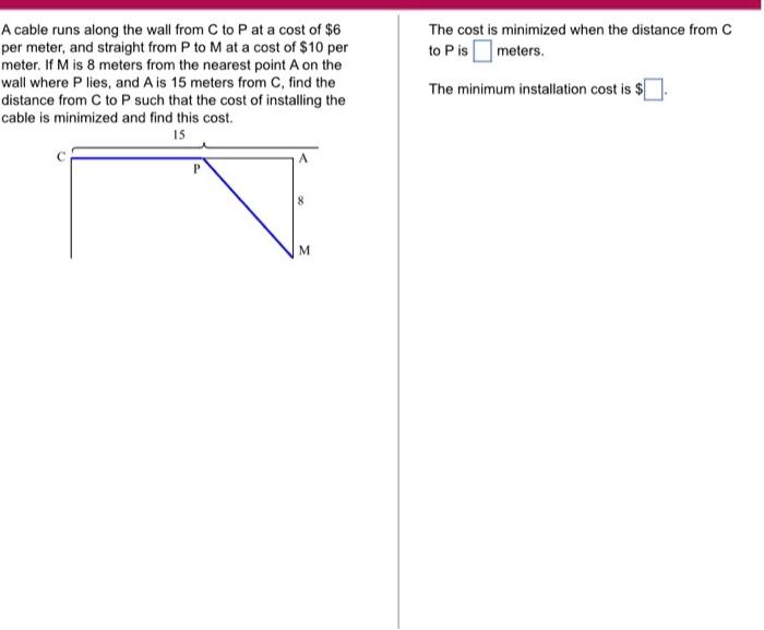 Solved \begin{tabular}{l|l} A cable runs along the wall from | Chegg.com