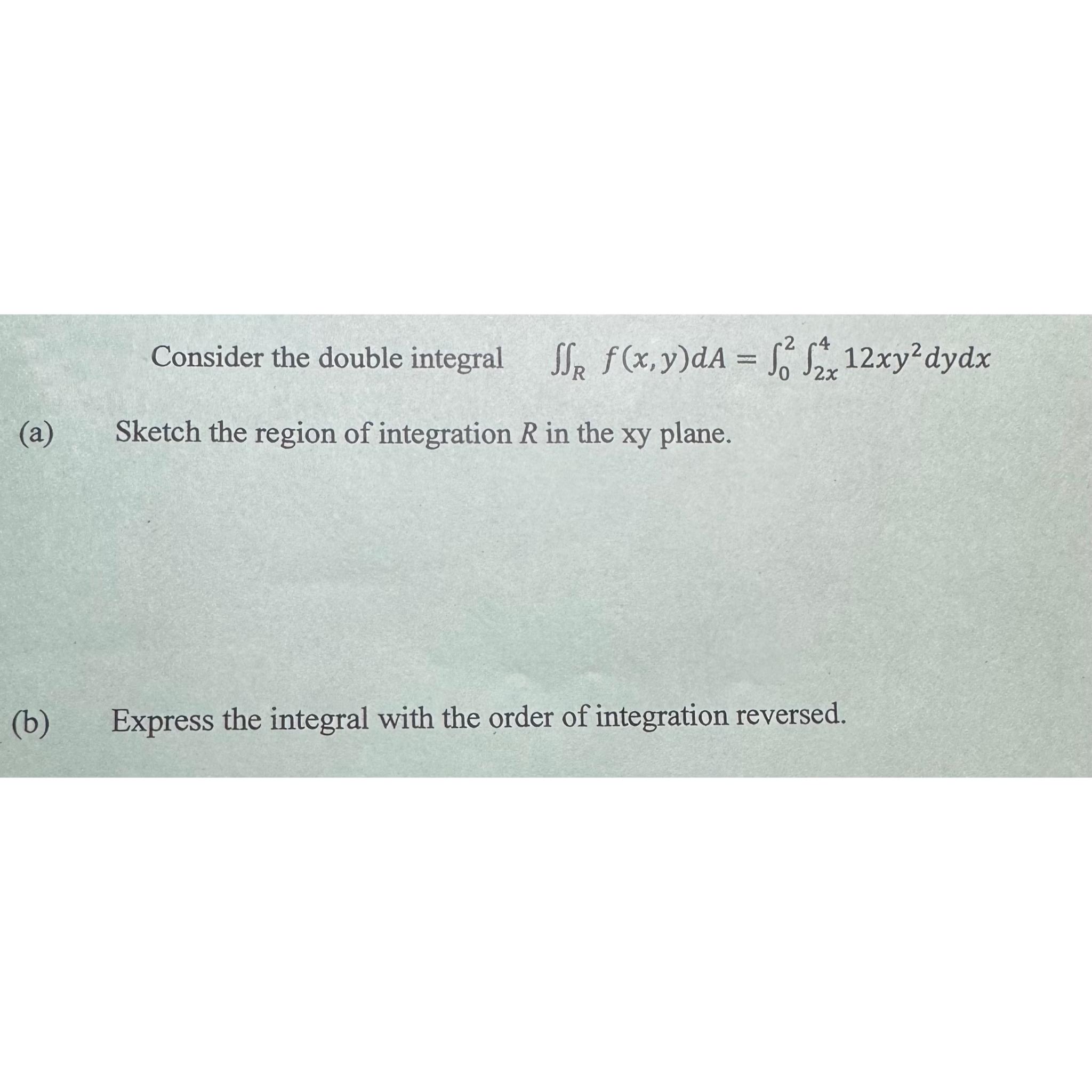 Solved Consider the double integral | Chegg.com