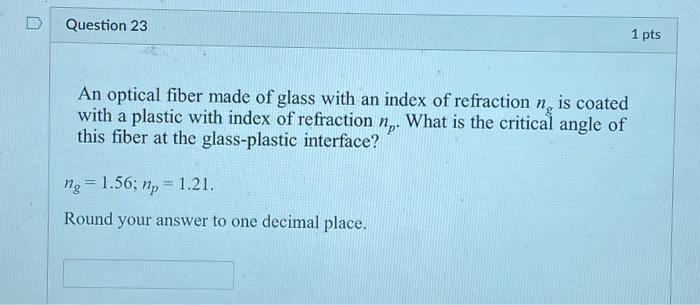Solved An optical fiber made of glass with an index of | Chegg.com