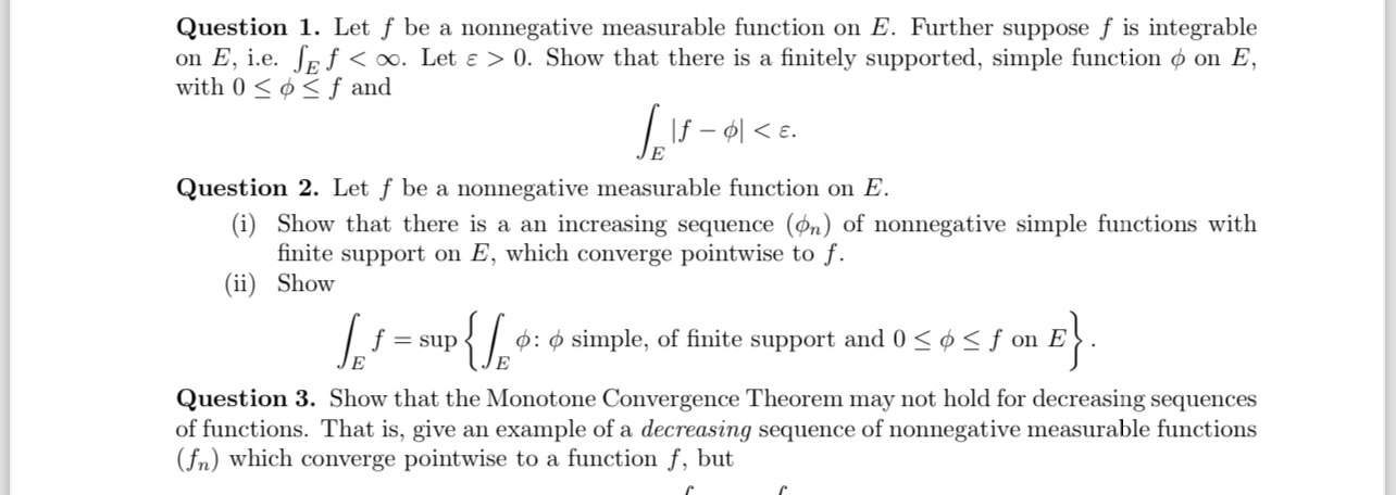 Solved Question 1. ﻿Let f ﻿be a nonnegative measurable | Chegg.com