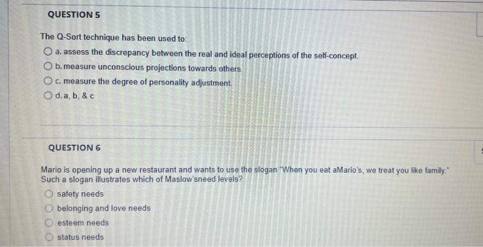 Solved The Q-Sort technique has been used to: a. assess the | Chegg.com