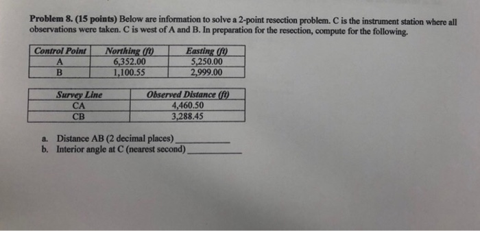Solved Problem 8. (15 points) Below are information to solve | Chegg.com