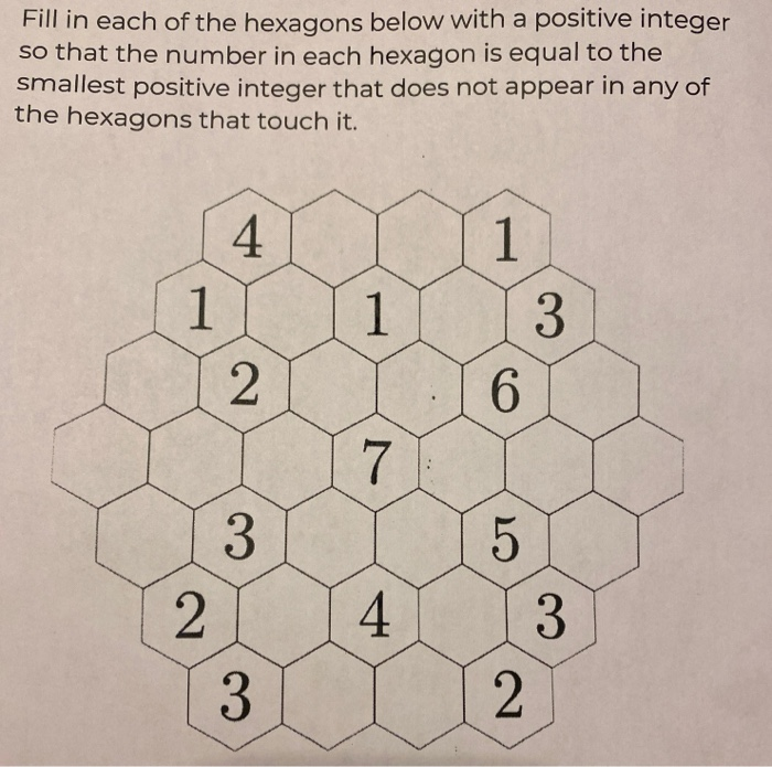 Solved Fill in each of the hexagons below with a positive | Chegg.com
