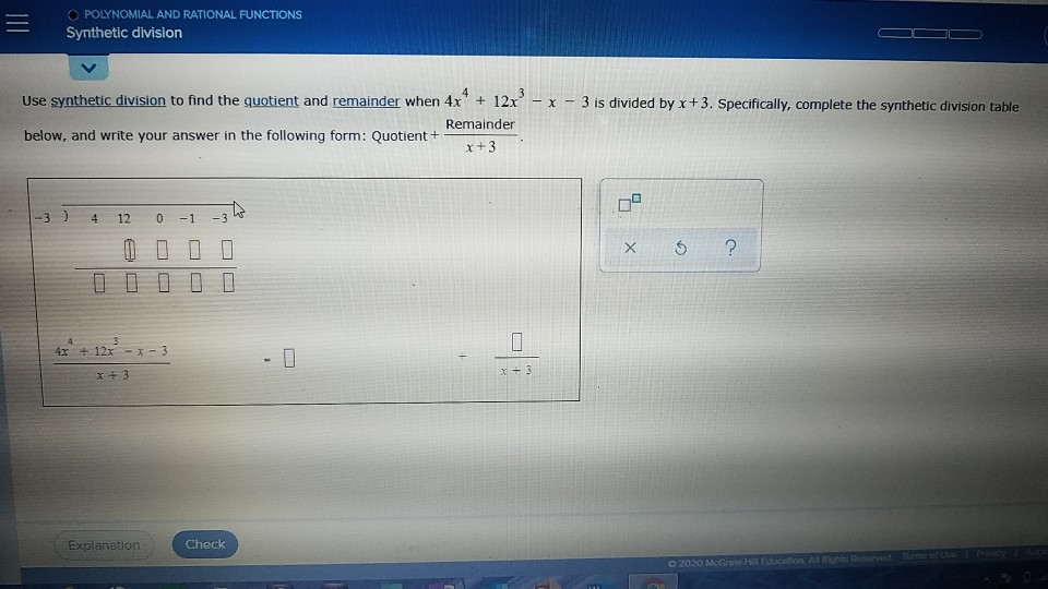 Solved POLYNOMIAL AND RATIONAL FUNCTIONS Synthetic division | Chegg.com