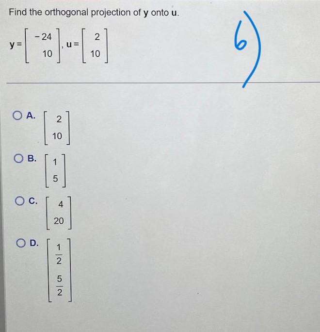Solved Find the orthogonal projection of y ﻿onto | Chegg.com