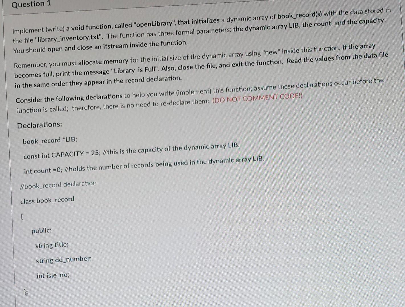 Solved Question 1 Implement (write) a void function, called | Chegg.com
