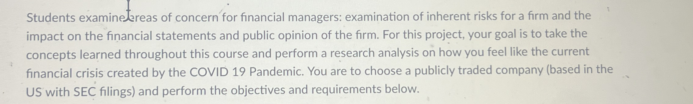 Solved Students examinetareas of concern for financial | Chegg.com