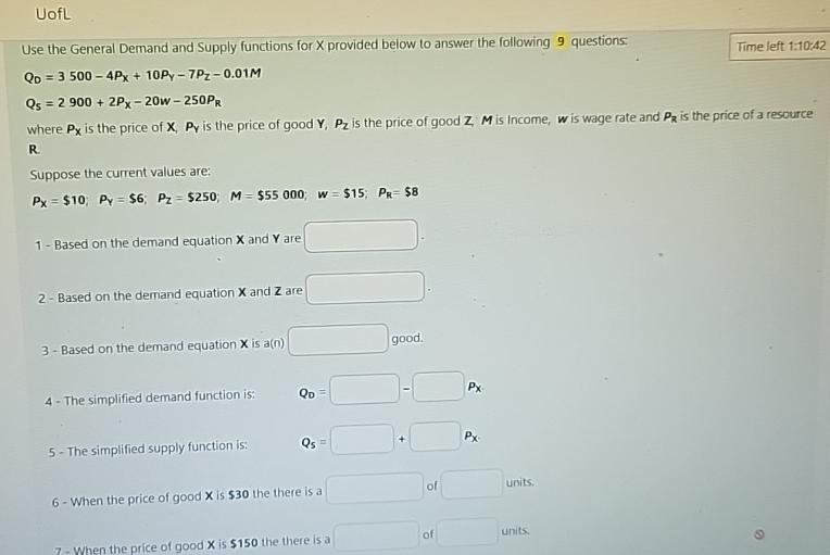 Solved UofLUse the General Demand and Supply functions for X | Chegg.com